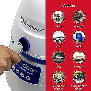 Koblenz WD-380K2B Portable Wet-Dry Vacuum, 3 Gallon 2.0HP w/Adjustable Floor Tool, Designer Series, White-5 Year Warranty