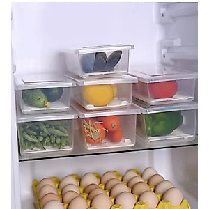 ninesung 8 Pieces Food Containers Storage For Fridge,1.5L Plastic Food Storage Containers With Removable Drain Plate and Lids, Refrigerator Organizer Bins Fruit Storage Containers For Fridge Storage