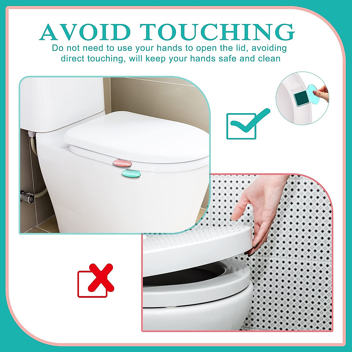 9 Pieces Toilet Seat Lifter Handle Seat Cover Lifter Avoid Touching Toilet Lid Lifter Toilet Seat Lifter Tab Toilet Seat Holder for Bathroom, Home, Travel, Office, Hotel, 3 Colors (Red, Green, White)