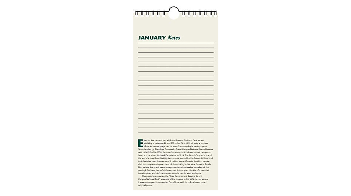 National Parks Perpetual Calendar with WPA Poster Art - Vintage Wall Decor