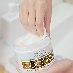 Advanced Clinicals Coconut Oil Hair Mask Treatment Deep Hydration Hair Repair Mask Conditioner To Strengthen Dry, Color-Treated, Weak Hair & Boost Hair Growth W/Shea Butter & Kelp, 12 Fl Oz