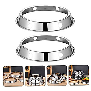 GANAZONO 2pcs Gas Stove Wok Ring Round Stand Stainless Steel Fry Pan Wok for Electric Stove Wok Support Rack Wok Support Stand Gas Stove Pot Rack Metal Rack for Pot Gas Stove Bracket Metal