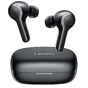 Lanteso Wireless Earbuds, Bluetooth Earbuds 50H Playtime Deep Bass Loud Sound Earphones with 4 Microphones Clear Call Light-Weight Waterproof in-Ear Headphones