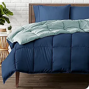 Bare Home Twin/Twin Extra Long Comforter - Reversible Colors - Goose Down Alternative - Ultra-Soft - Premium 1800 Series - All Season Warmth - Bedding Comforter (Twin/Twin XL, Dark Blue/Light Blue)