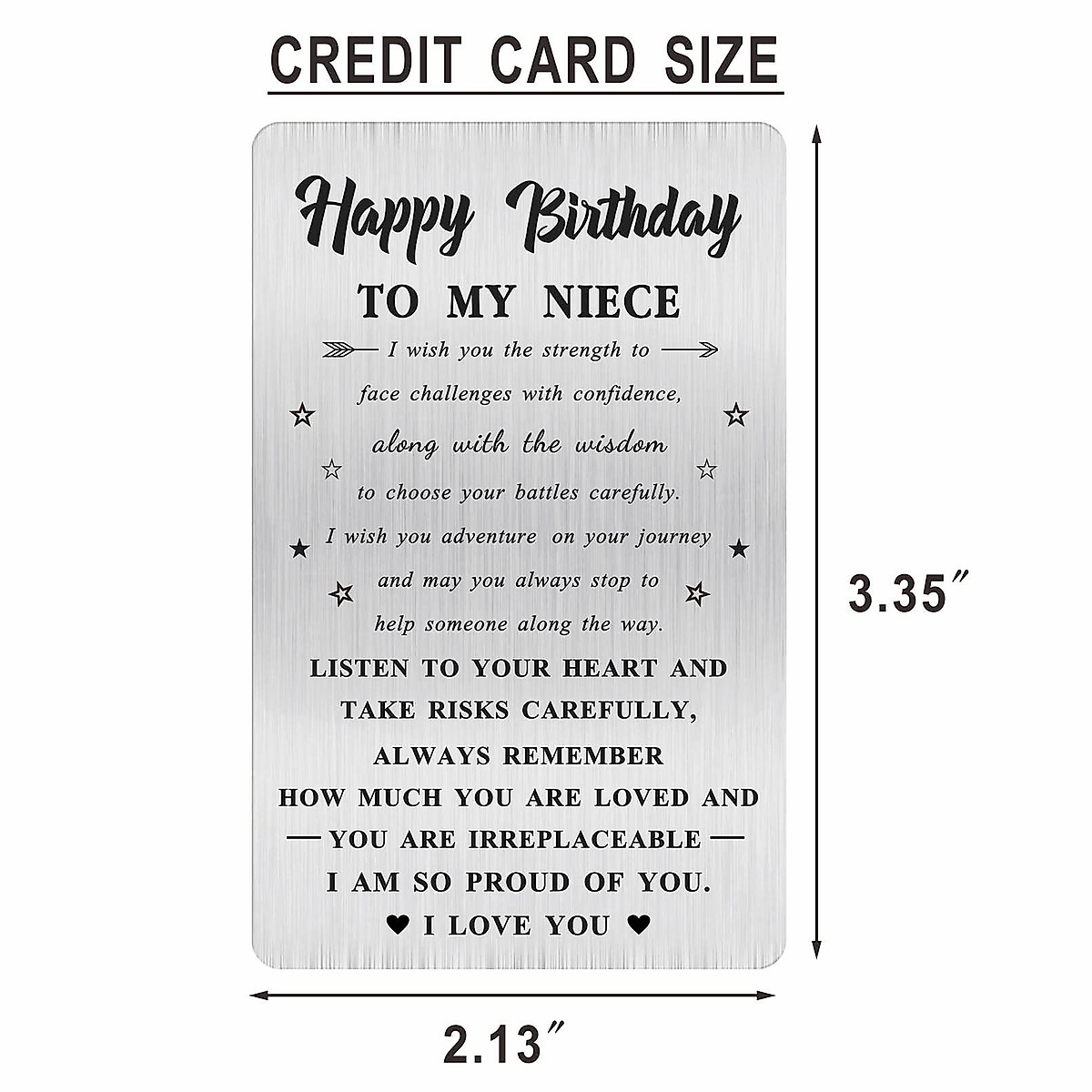 Alotozo Niece Birthday Card, Happy Birthday Gifts to My Niece, Bday Engraved Wallet Card Inserts for Niece
