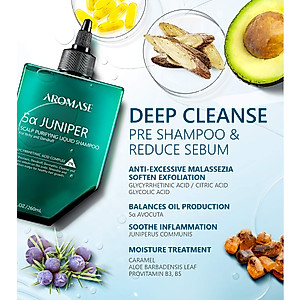 Aromase 5α Intensive Oily Hair Solution Kit (5α Juniper Scalp Purifying Liquid Shampoo 2.8 Fl Oz + 5α Intensive Oily Hair Balancing Essential Shampoo 14 Fl. Oz) for Oily Scalp, Oil Smells