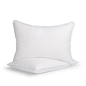 eLuxurySupply 2-Pack Premium Bed Pillows - Medium Density and Medium Loft Ideal for Back and Side Sleepers - 100% Cotton Casing - 20"X28" Standard/Queen Size