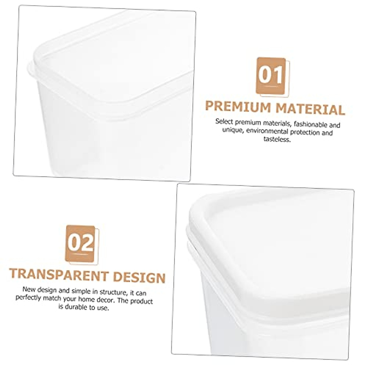 Cabilock 3pcs Transparent Noodle Box Pp Agricultural Products Food Grade