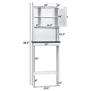 Giantex Over The Toilet Storage Cabinet, Collette Bathroom Behind The Toilet Storage Organizer w/Door & 5-Position Adjustable Shelf, Bathroom Storage Cabinet Over Toilet for Space Saving (68.5" H)