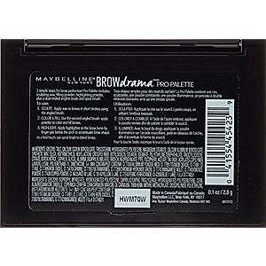 Maybelline New York Brow Drama Pro Eyebrow Palette, Deep Brown, 0.1 oz.