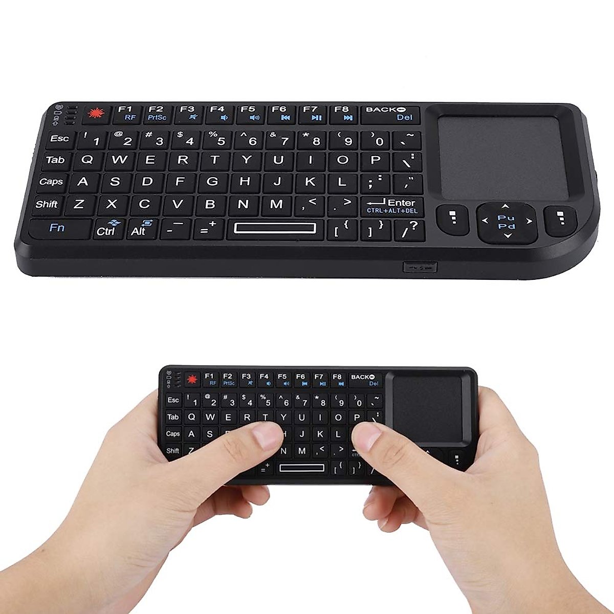 Serounder 2.4GHz Touchpad Keyboard,RT-MWK02 Mini Keyboard Rechargeable Ultra-Thin Mini USB Backlit Keyboard with IR Light for HTPC for PS3/4 for 360 and ONE(QWERTY Keypad)