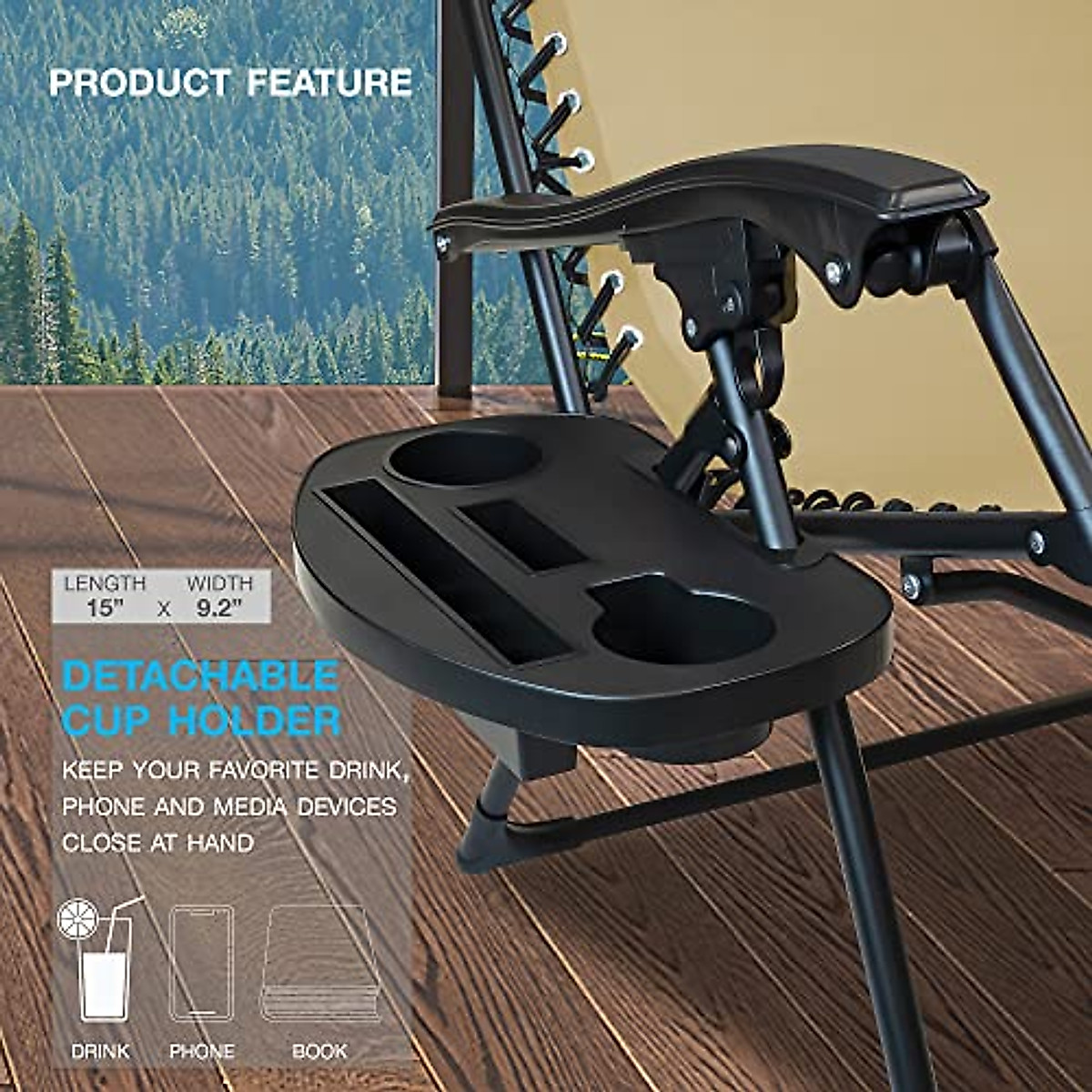 Sun-Ray 213076OVR1P Oversized Zero Gravity Chair, Taupe