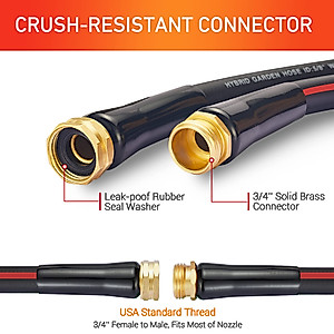 Palint Hybrid Garden Hose 100 ft x 5/8", Heavy Duty Flexible Lightweight No Kink Water Hose 100ft with 10 Function Sprayer Nozzle, 3/4'' Solid Brass Fittings, Ultra Durable, All-weather, Burst 600 PSI