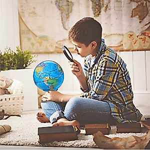 Discovery Kids 2-in-1 World Globe LED Lamp w/Day & Night Modes, STEM Geography Map Educational Toy for Children, Solar System, Light Up Cities and Countries, Rotating w/Display Stand