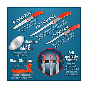 Maxam Wild Fish 6 Piece Fish Fillet Knife Set, Multipurpose Set Ideal for Cleaning Fish and Many Other Kitchen Tasks