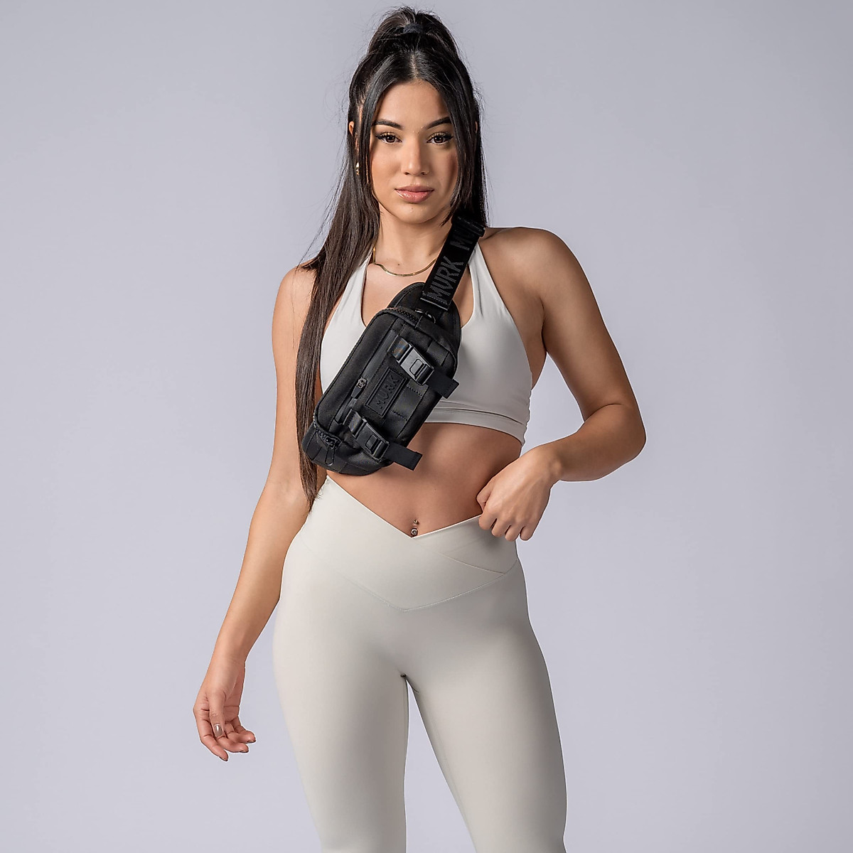 MVRK Gym Fanny Pack for Men & Women Unisex Waist Bag Pack - Waterproof Crossbody Bag - Black (BLACK)