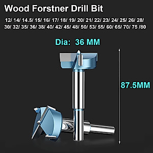 SagaSave 36mm High Speed Forstner Drill Bits Hole Saw Cutter, Heavy Duty Wood Hole Saw Auger Opener for Wood Woodworking Hinge Hole Drilling Boring Bit Cutter 1PCS
