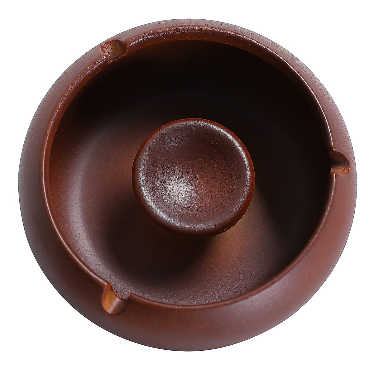 Ceramic Ashtray with Lid for Cigarette Outdoor, Windproof Ash tray Sets for Weed, Smokeless Home Ashtrays, Outside Ashtrays for Cigarettes for Patio, Garden, Balcony (Brown)