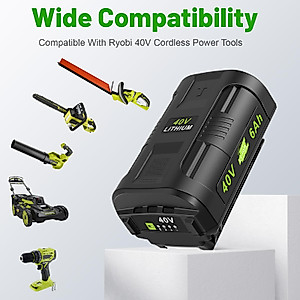 ARyee 40V 6.0Ah OP4050A Replacement for Ryobi 40V Lithium Battery OP4040 OP4015 OP4026 OP40201 OP40261 OP4030 OP40301 OP40401 OP40501 OP40601 Cordless Power Tool