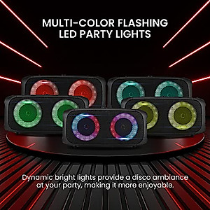 Pyle Wireless Portable Bluetooth Boombox Speaker - 500W Rechargeable Boom Box Speaker Portable Barrel Loud Stereo System - Flashing LED, FM Radio/Aux/MP3/USB Flash Drive/Micro SD, & 1/4 in -PPHP652B