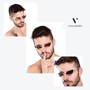 VANLINKER Anime Doflamingo Glasses One Piece Joker Cosplay Sunglasses Accessories UV400 White Metal Frame VL9663