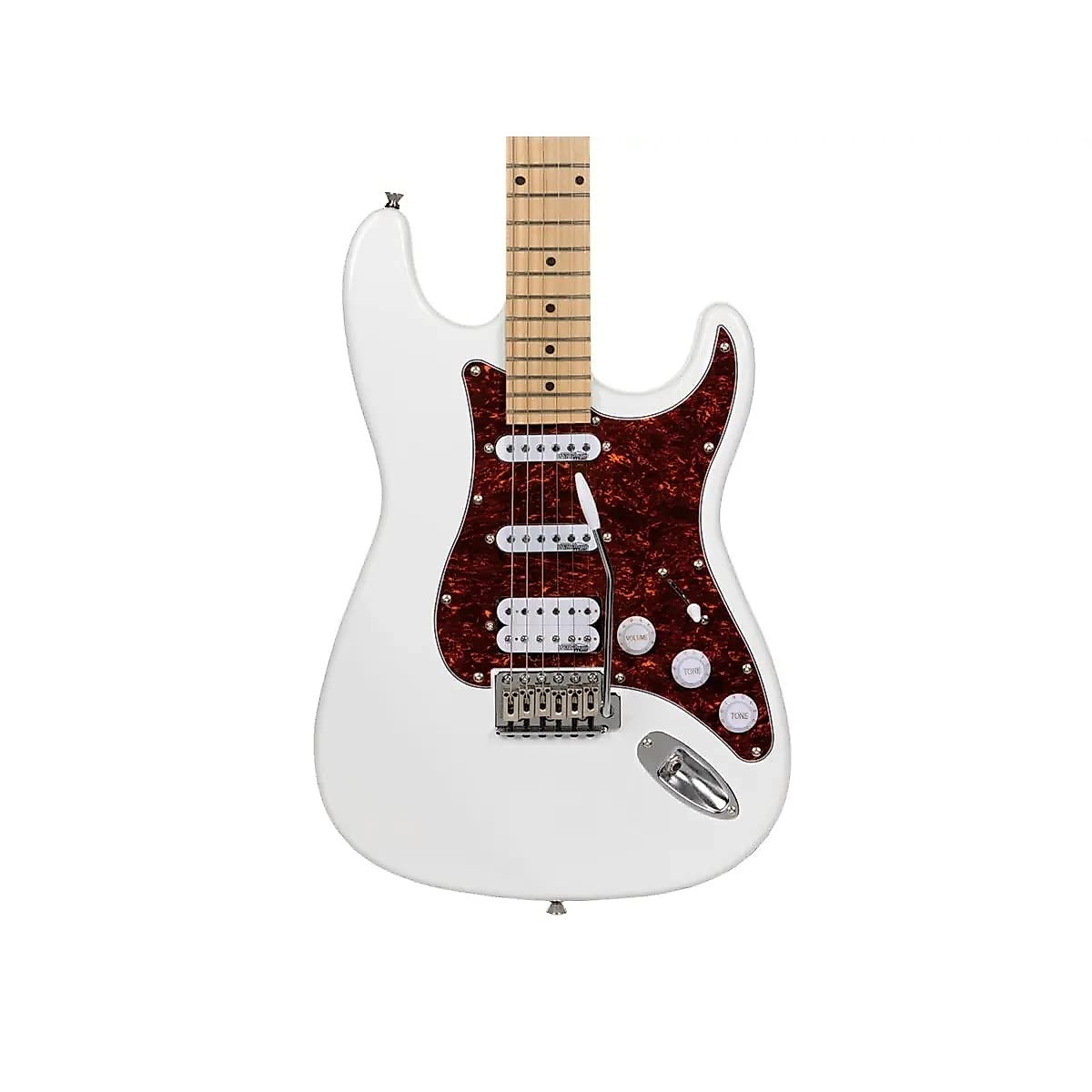 Monoprice 6-String Cali DLX Plus Electric Guitar - Right Handed, Gig Bag, Solid Ash Body, Ivory - Indio Series