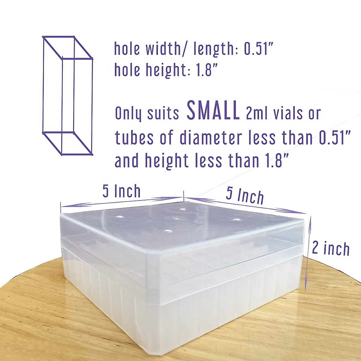 LLERRA 2 ML Cryovial Storage Box Holds 81 Cryo Tubes, Rack