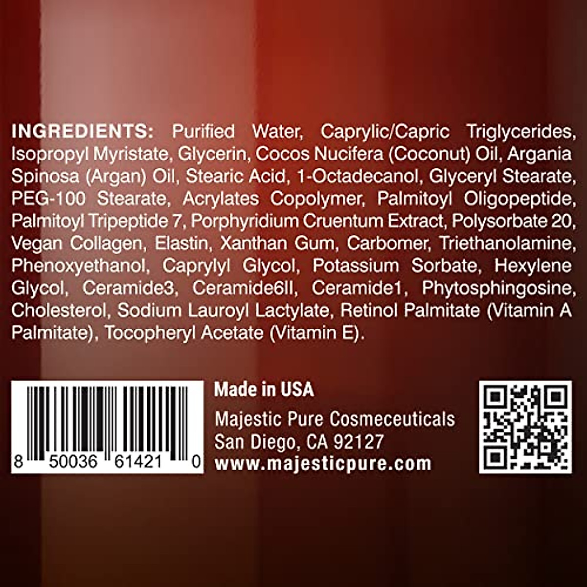 MAJESTIC PURE Whipped Argan Oil Body Butter for Women & Men - With Ceramides, Vitamin E & A & Vegan Collagen - For Skin, Face, & Appearance of Wrinkles & Fine Lines - 8oz