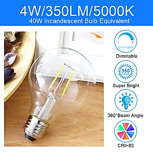 Energetic 12-Pack LED Globe G25 Dimmable Edison Light Bulb, 40 Watt Equivalent, 5000K,350LM, E26 Medium Screw Base, Christmas Light, G80 LED Edison Light Bulb, UL Listed…