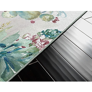 Brumlow Mills Succulent Floral Garden Area Rug for Dining Room or Kitchen Mat, Bedroom Doorway and Entryway Rug, 1'8" x 2'10", Green