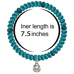 Haoze Farewell Going Away Gifts for Coworker Friends, Ladybug Coworker Leaving Gifts Retriement Gifts for Women Good Luck Bracelet New Job Moving Away Goodbye Farewell Gift for Women Men(Turquoise)