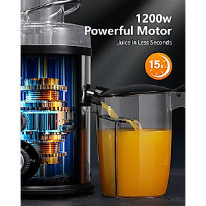 GDOR 1200W Juicer with 3-Speed Setting, Extra Large 3.4” Feed Chute Juicer Machines for Whole Fruits and Veggies, Centrifugal Juicer with 34 Oz Juice Pitcher, BPA-Free, Easy to Clean, Silver