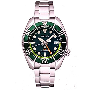 SEIKO SFK003 Prospex Solar Sumo GMT Green Dial Automatic Watch, Silver