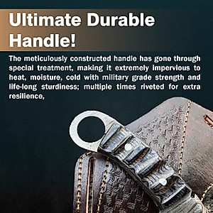 TAC Knives - Bushcraft Survival Knife12T27 Damascus Steel Fixed Blade outdoor Knife- Pakka Wood Handle - Pancake Leather Sheath - Traditional Field Knife for Camping Knife, Fishing, Hunting Knife, Men & Women - EDC Knife to Carry on Belt- (BLACK)