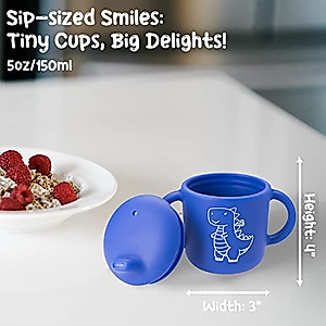 BAYBEE Silicone Sippy Cup with Handles & Spout Lid | Toddler Training & Transition Cup | Kids Feeding Straw Cup | No Spill Leak Proof Cups for Baby Infant Child | 5 Oz | 6 Months +