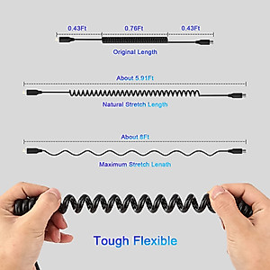 Bawanfa Coiled USB-C to Lightning Cable - MFi Certified Retractable USB C iPhone Cord - Short Charging Cable for Car Compatible with iPhone 13 12 11 Pro Max XR XS X (CarPlay Compatible)