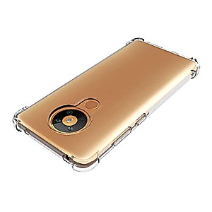 Ytaland for Nokia 5.3 Case,with Tempered Glass Screen Protector. (2 in 1) Crystal Clear Soft Silicone Shockproof TPU Transparent Bumper Protective Phone Case Cover