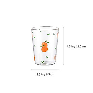 DOITOOL 4pcs Clear Beverage Glasses Drinking Glasses Set Fruit Pattern Juice Glasses Vintage Juice Glasses for Drinks Water Juice Beer Cocktail Home Bar Use Random Style