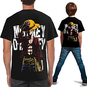Anime T-Shirt Straw Hat Short Sleeve for Youth Men Women Kids Boys Girls 1M