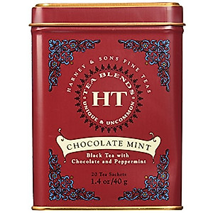 Harney and Sons Chocolate Mint, Flavored Black Tea - 20 Sachets per Tin