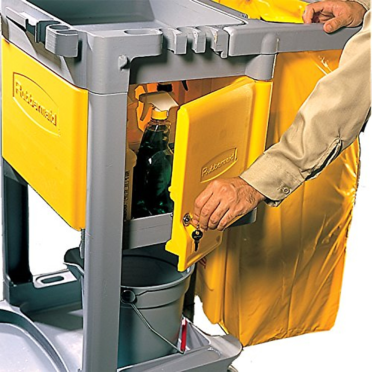 Rubbermaid 6181 Yellow Locking Cabinet for 6173 Cart, High-Density Polypropylene Construction, No Moisture Absorption, Doors Require Assembly, 18"W x 15"D x 6"H