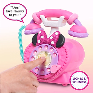 Disney Junior Minnie Mouse Ring Me Rotary Pretend Play Phone with Lights and Sounds, Kids Toys for Ages 3 Up by Just Play