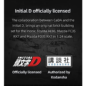 CaDA Initial D Toyota AE86 Car Building Sets, Genuine Authorized AE86 Trueno Replica Car Toy Building Blocks 280Pcs, Christmas Birthday Gifts for Fans and Kids Age 8+