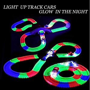 Track Cars Compatible with Magic Tracks and Neo Tracks Light Up Racing Track Accessories with 5 Flashing LED Lights Glow in The Dark Best toys for Boys and Girls ( 3 Pack )