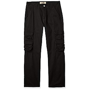 Wrangler Authentics Men's Premium Relaxed Fit Straight Leg Cargo Pant, Black, 38W X 30L