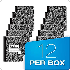 TOPS Oxford Composition Notebooks, Graph Ruled Paper, 9-3/4" x 7-1/2", Black Marble Covers, 80 Sheets, 12 per Pack (63786)
