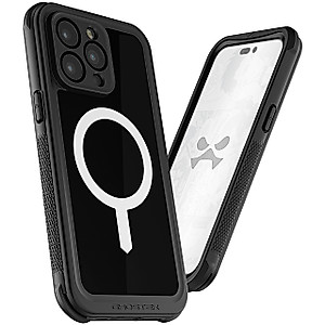 Ghostek NAUTICAL Waterproof Case for iPhone 14 Pro Max Screen Camera Lens Protector Holster Belt Clip MagSafe Heavy Duty Shockproof Full Body Covers Designed for 2022 Apple iPhone14ProMax 6.7" (Black)