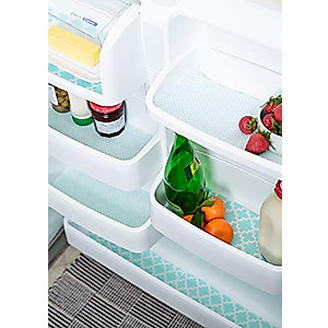 DII Fridge Liner Collection Non-Adhesive, Cut to Fit, 12x24, Aqua Lattice, 6 Piece