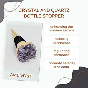 Natural Crystal Wine Bottle Stoppers Gemstone Bottle Stopper With Gift Box for Wedding & Parties (Amethyst Purple)