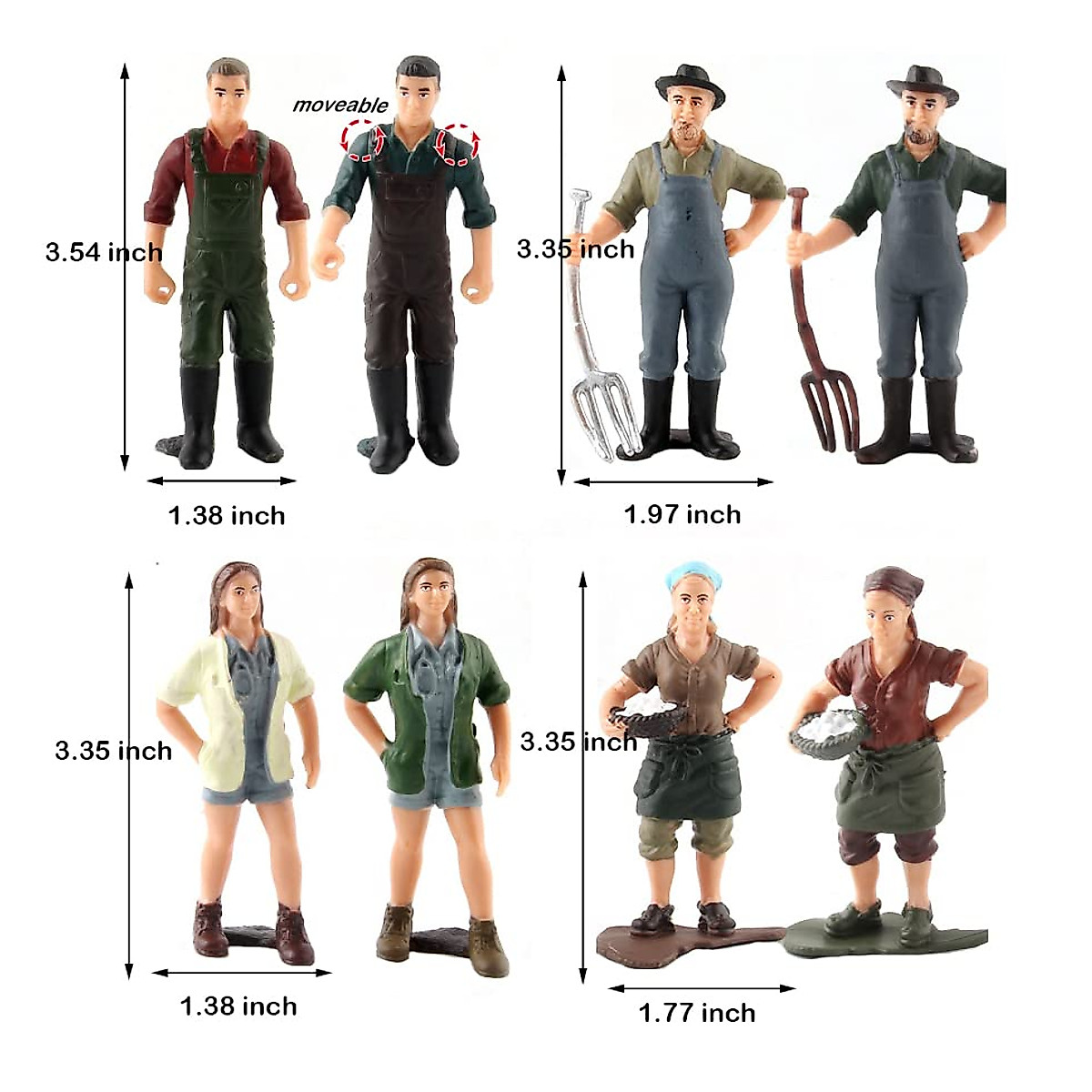 Hiawbon 26 Pcs Farmer People Action Figures Realistic Miniature Hand Painted Rider Figurines for Birthday Gifts